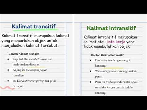 Contoh Kalimat Transitif Dan Intransitif Pengertian Perbedaan