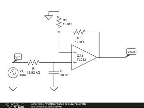 First Order Sallen Key Low Pass Filter Circuitlab