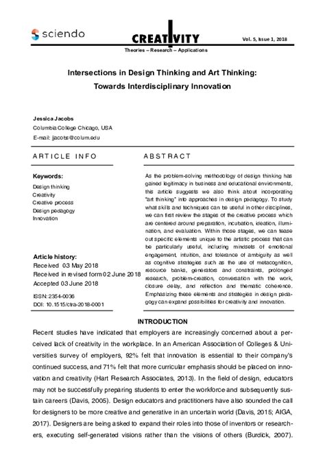 pdf intersections in design thinking and art thinking towards