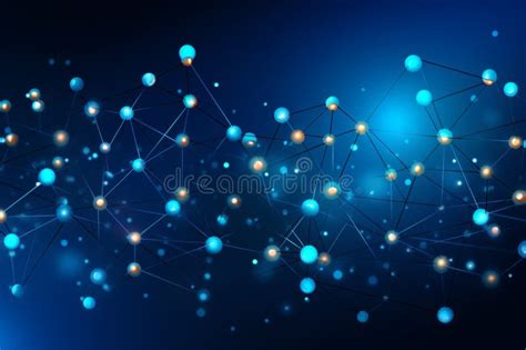 abstract blue background with interweaving colored dots and lines