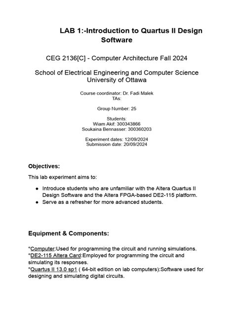lab 1 introduction to quartus ii design software pdf digital