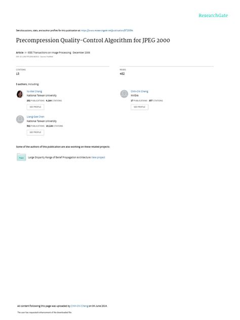 Precompression Quality Control Algorithm For Jpeg 2000 Pdf Data Compression Algorithms