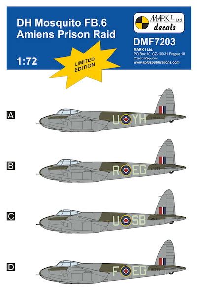 Mark 1 Decals Dmf7203 Mosquito Fb Vi Amiens Prison Raidand 03