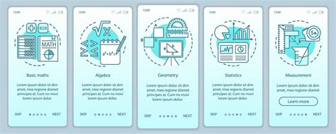 Learning Maths Course Educational Tool Onboarding Mobile App Page Screen Vector Template