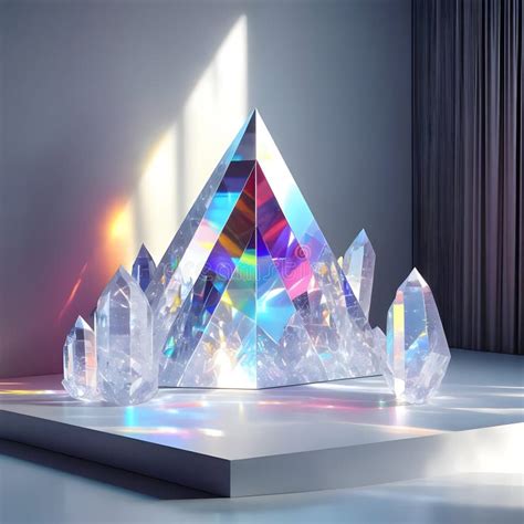 Reflective Prismatic Crystal Podium Triangular Fabric Elegance Stock Illustration Illustration