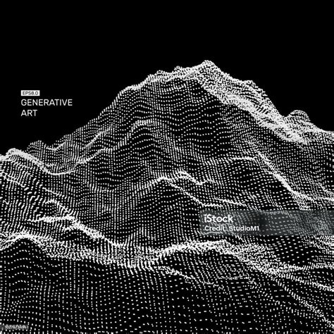 추상적인 벡터 풍경 배경입니다 사이버 공간 격자입니다 3d 기술 벡터 일러스트입니다 지형학에 대한 스톡 벡터 아트 및 기타 이미지 지형학 추상적인 모자이크 처리