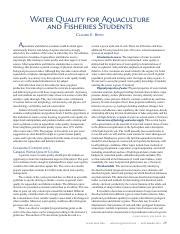 Water Quality For Aquaculture Pdf Water Quality For Aquaculture And Fisheries Students Claude