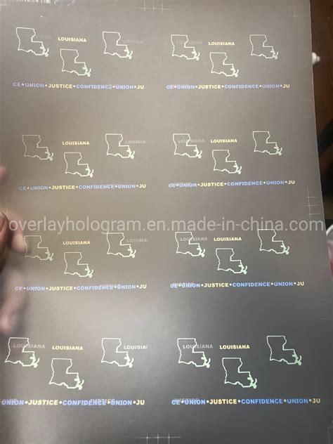 La Laminate Sheet Hologram Louisiana State Hologram China Louisiana