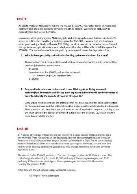 tutorial 2 tut 2 notes task 1 1 what is the opportunity cost to