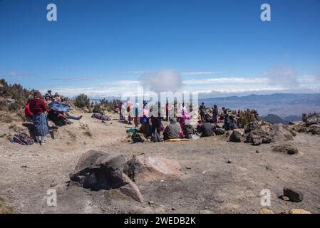 Mayan Worship Ceremony On Top Of Santa Maria Volcano Quetzaltenango