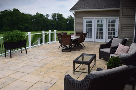 Elevated Concrete Paver Deck With Firepit Stonedeks
