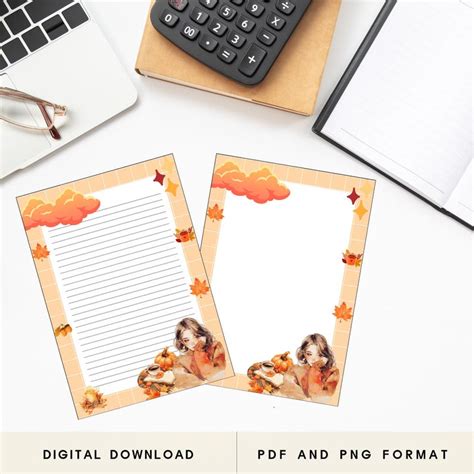 Printable Notepad Orange Aesthetic Girl Notepad Printable Stationary Babe Notes Cute