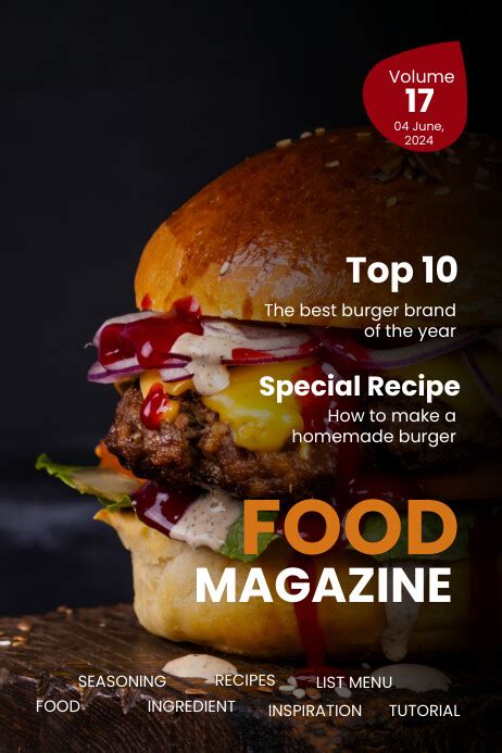 Black Maximalist Food Magazine Cover Poster Template Postermywall