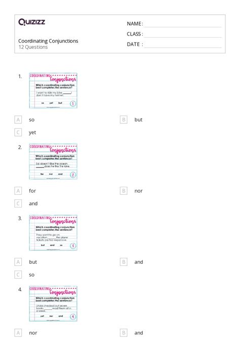 50 Coordinating Conjunctions Worksheets For 3rd Grade On Quizizz Free And Printable