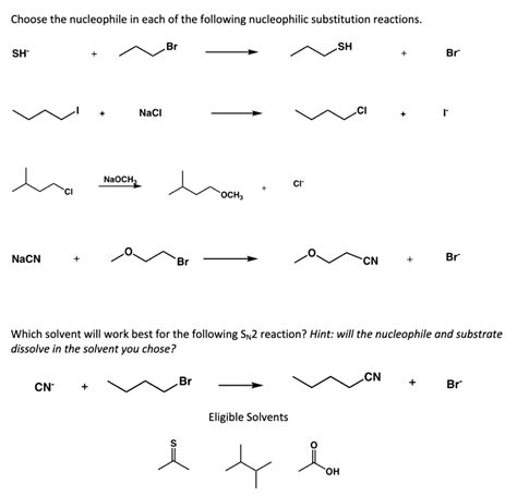 Solved Choose the nucleophile in each of the following | Chegg.com