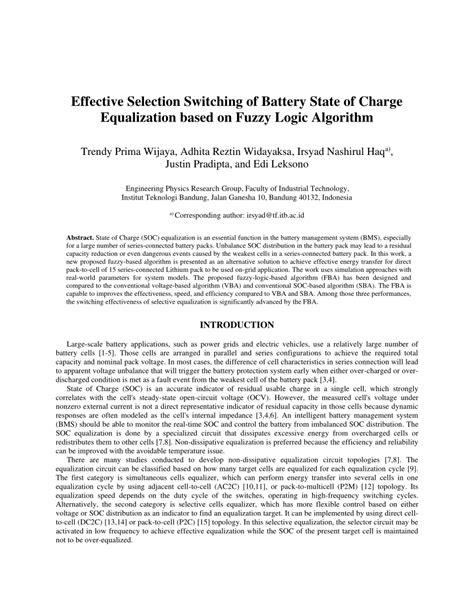 Pdf Effective Selection Switching Of Battery State Of Charge