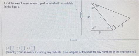 Solved Find The Exact Value Of Each Part Labeled With A