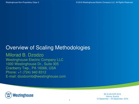 Pdf Overview Of Scaling Methodologies