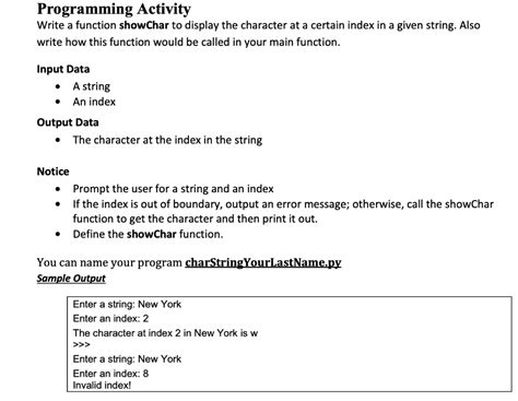 Solved Programming Activity Write A Function Showchar To