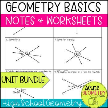 Geometry Basics Unit Notes And Worksheet Bundle By Acute Geometry Class