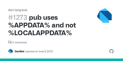 pub uses appdata and not localappdata · issue 1273 · dart lang pub