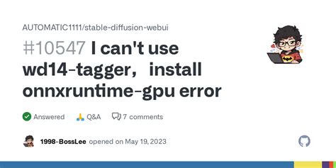 I Cant Use Wd14 Tagger，install Onnxruntime Gpu Error · Automatic1111