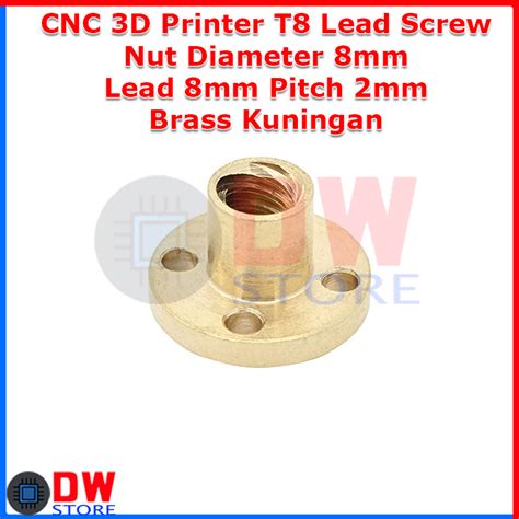 Jual Cnc D Printer T Lead Screw Nut Kuningan Mm Pitch Mm Lead Mm Shopee Indonesia