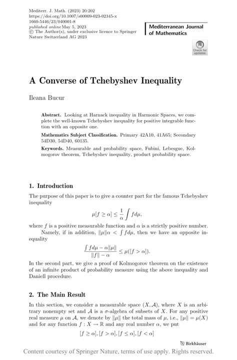 A Converse Of Tchebyshev Inequality