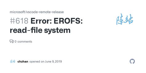 Error EROFS Read File System Issue Microsoft Vscode Remote Release GitHub
