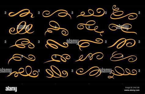 Set Of Hand Drawn Line Swirls And Calligraphy Elements Vintage Ornate Decorative Scroll Stock