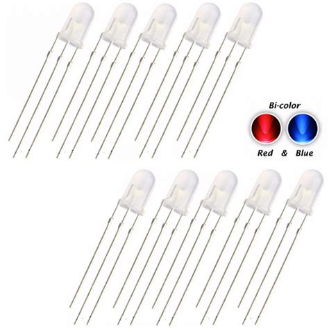 X Mm LED Bi Colour Red Blue Diffused Common Cathode All Top Notch
