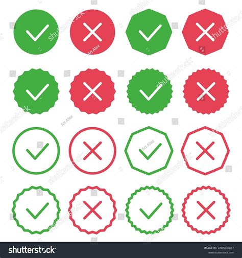 Cross Check Mark Icon Set Vector Stock Vector Royalty Free 2285030667