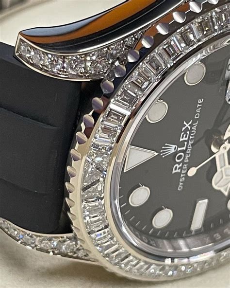 Rolex Yacht Master Moissanite Diamond Watch Invisible Baguette Iced