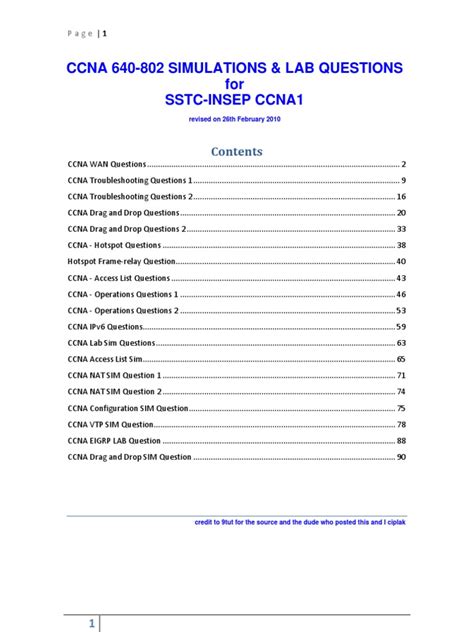 Ccna 640 802 Simulations And Lab Questions For Pdf Network Switch