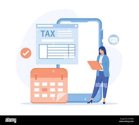 Taxation Planning Concept Characters Using Tax Calendar To Filling Tax