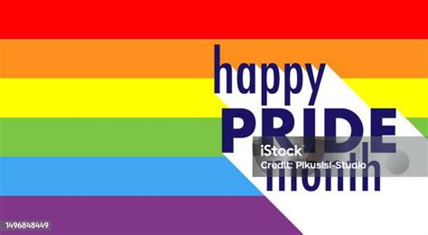 해피 프라이드의 달 무지개 프라이드 깃발 배경에 텍스트 Lgbtq 무지개 텍스트 배너 Lgbtq 권리와 양성 평등 개념 0명에