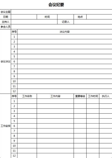 会议纪要会议记录excel表格模板 我拉网