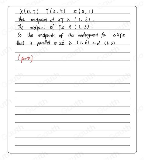 Solved What Are The Coordinates Of The Endpoints Of The Midsegment For