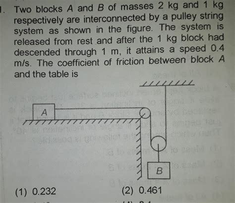 [answered] 1 Two Blocks A And B Of Masses 2 Kg And 1 Kg Respectively