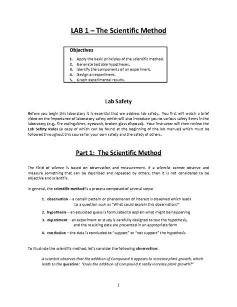 Bio3 Lab1 Scientific Method 6e Lab 1 The Scientific Method Objectives 1 Apply The Basic