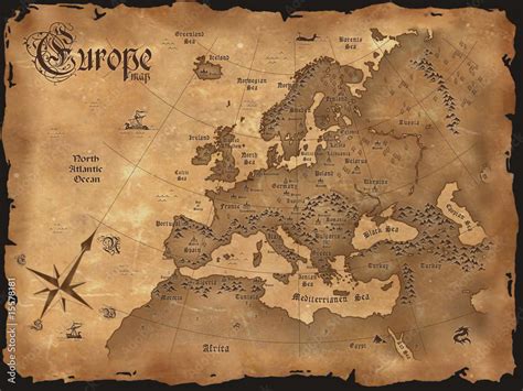 Map Of Europe Vintage