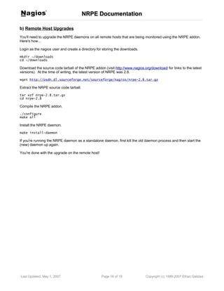 NRPE Nagios Remote Plugin Executor NRPE Plugin For Nagios Core And Others PDF