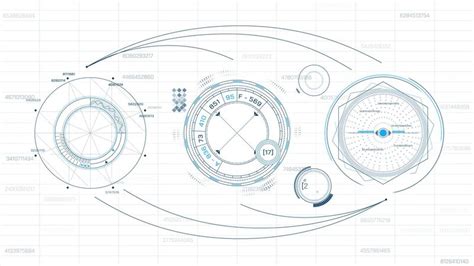 high tech interface for data processing with animation of hud elements