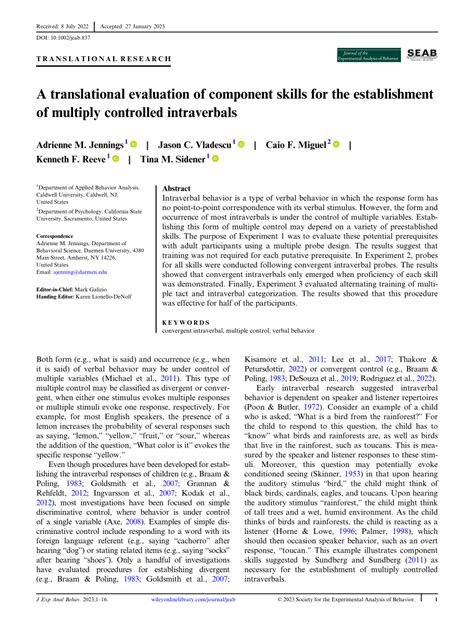 Pdf A Translational Evaluation Of Component Skills For The