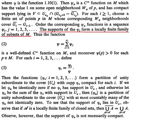 General Topology Warner Proof Of Existence Of A Partition Of Unity Mathematics Stack Exchange