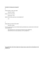 Regression Assignment Docx Questions For The Regression Assignment Which Variables Are Used