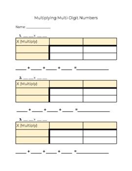 Multiplying Multi Digit Numbers Practice Template By Leslie S Lessons