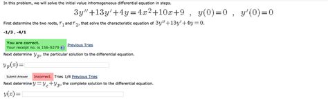 Solved Solve The Initial Value Inhomogeneous Differential