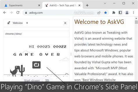 Play Dinosaur Game And Open Websites In Chrome Side Panel AskVG