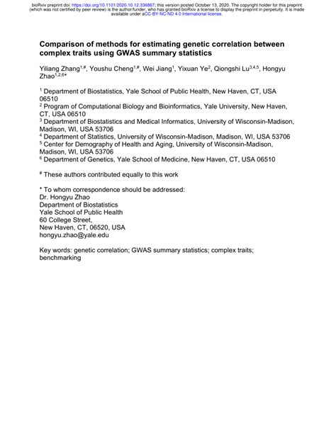 Pdf Comparison Of Methods For Estimating Genetic Correlation Between